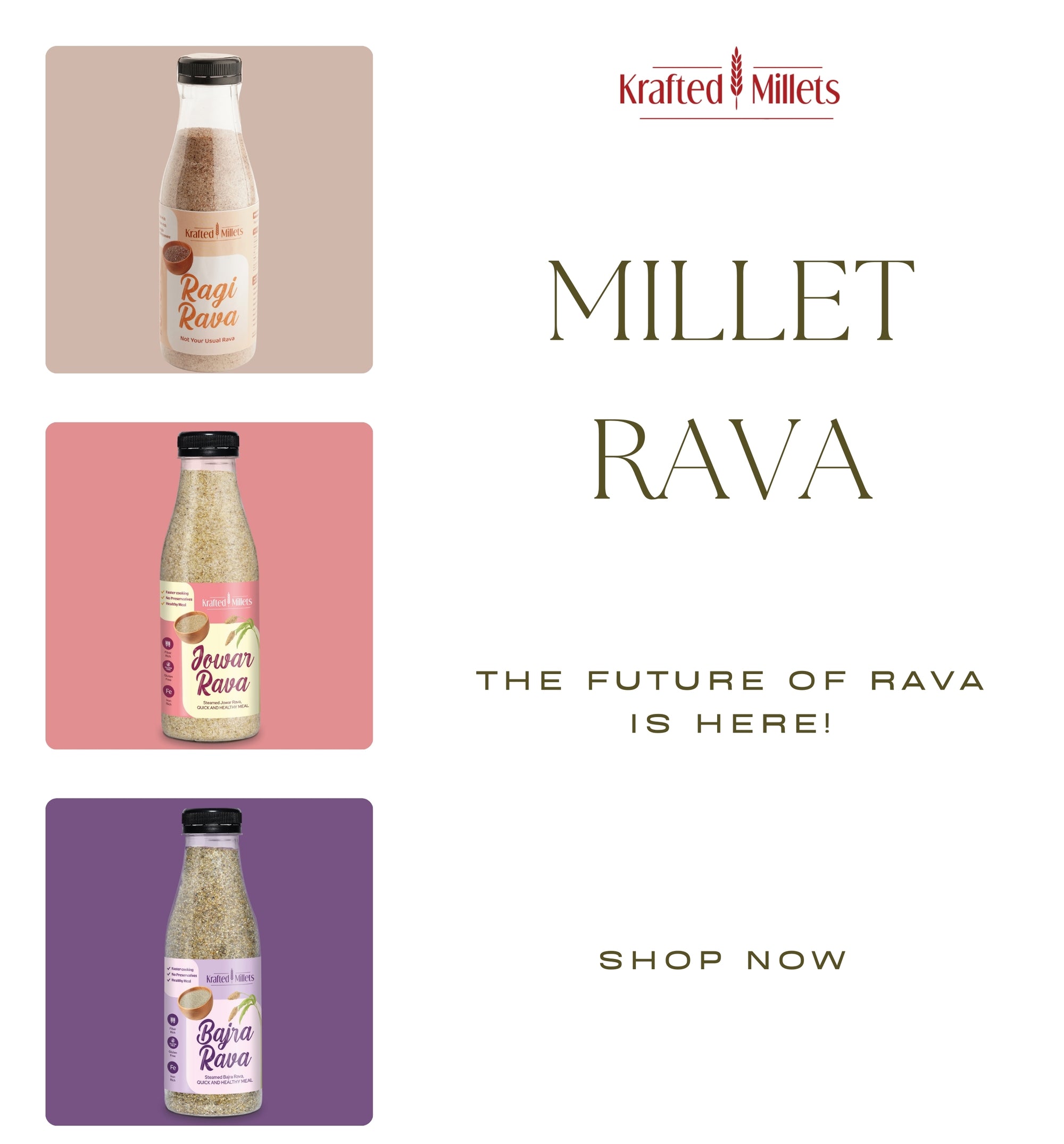 Krafted Millets - Ragi,Bajra,jowar,Kodo Millet